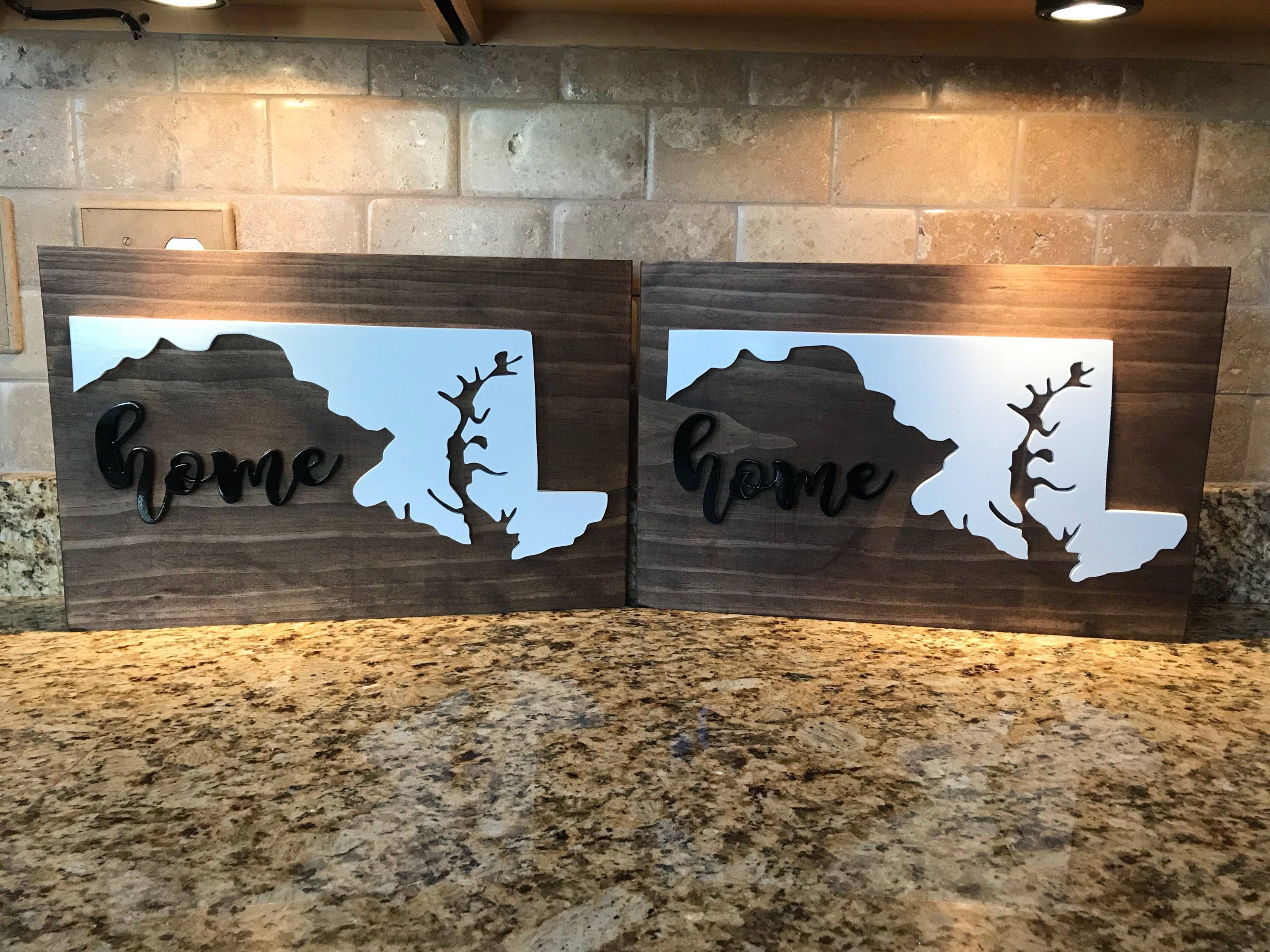 State of Maryland Outline with Script "Home" Signs — Dave Taylor's 3D ...