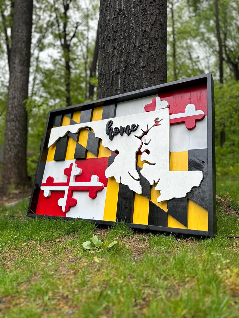 3D Traditional Maryland Flag With State of Maryland & Home Cutout ...