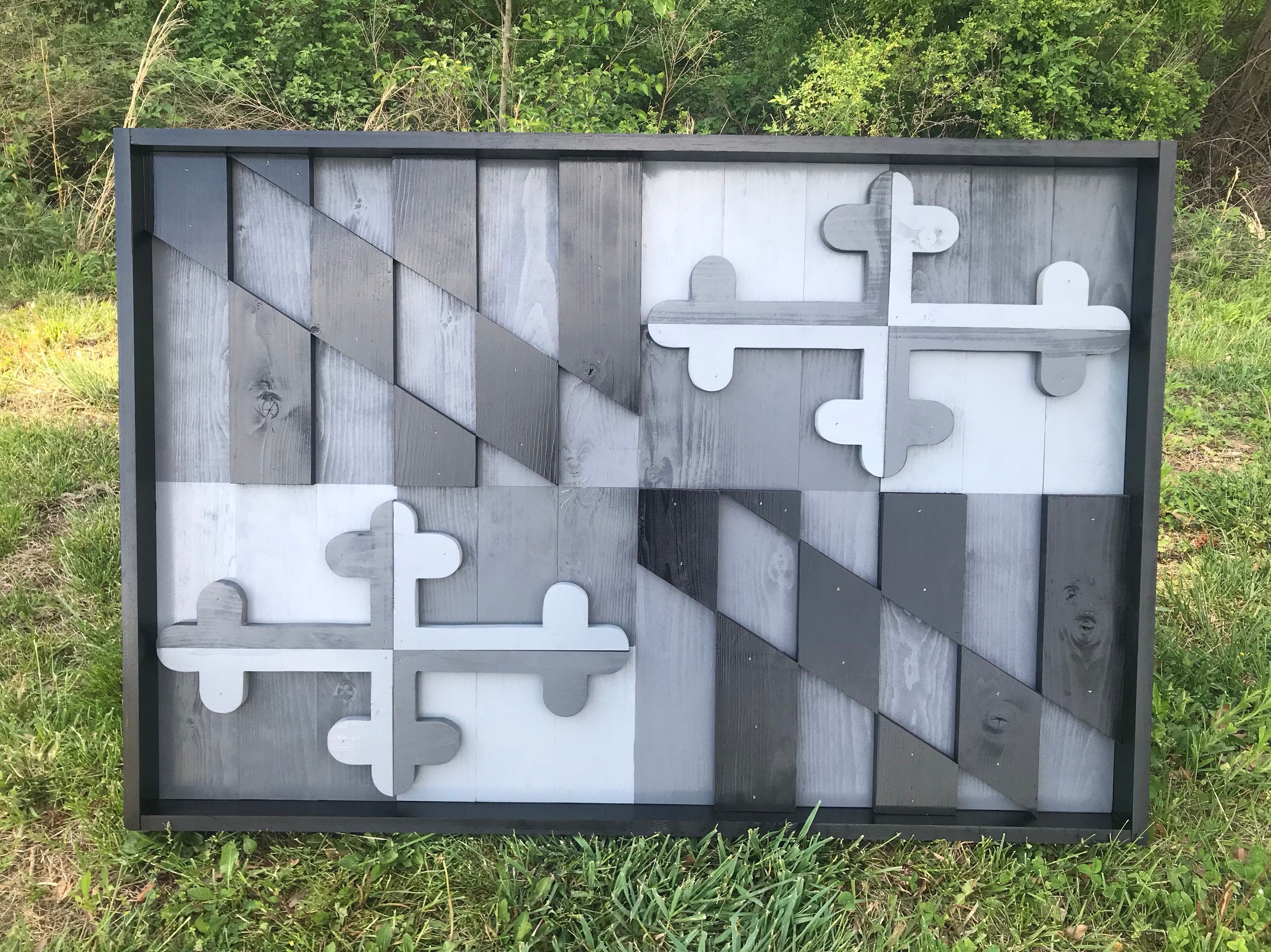 3D Gray Scale Maryland Flag Wall Art Wooden Maryland Flag MD Flag ...