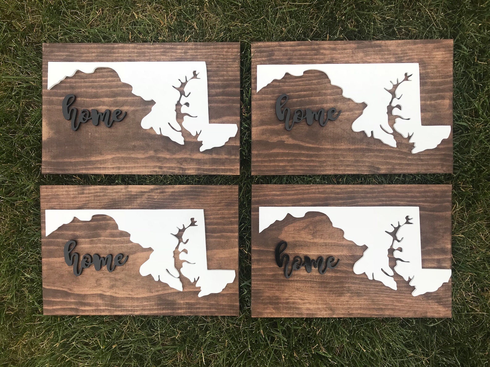 State of Maryland Outline With Script "home" Signs - Baltimore - Wood ...