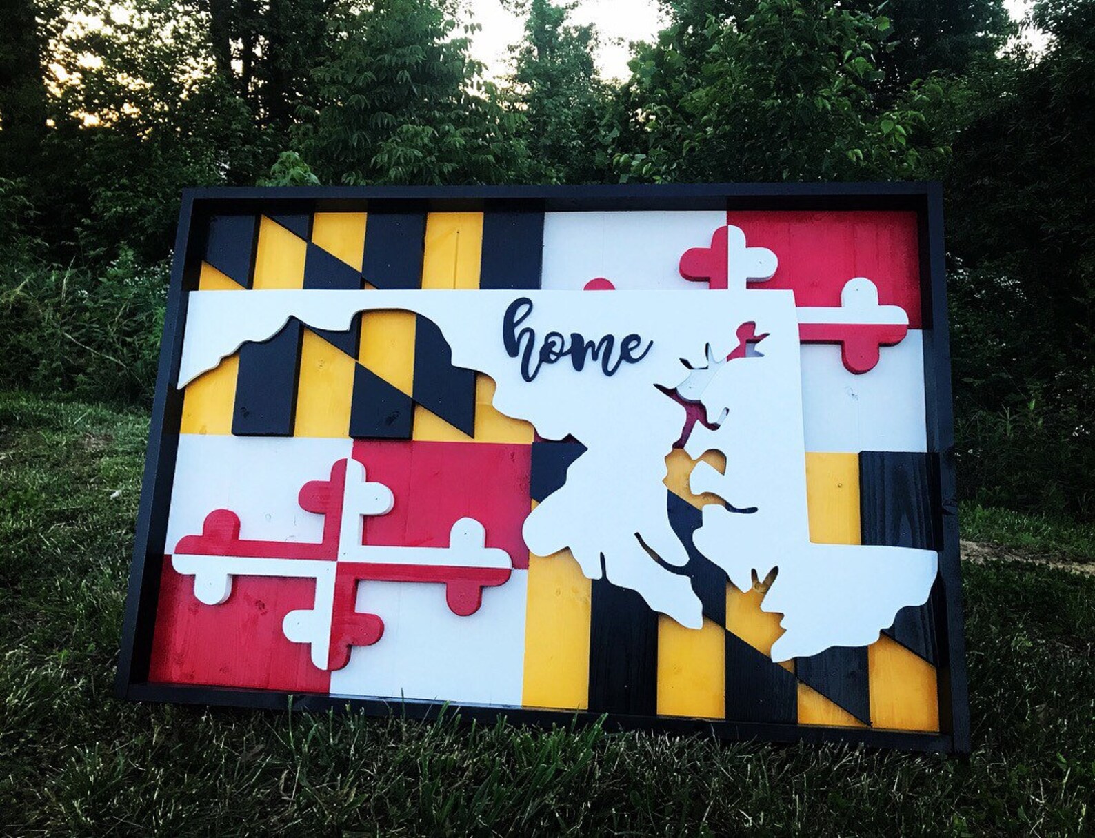 3D Traditional Maryland Flag With State of Maryland & Home Cutout ...