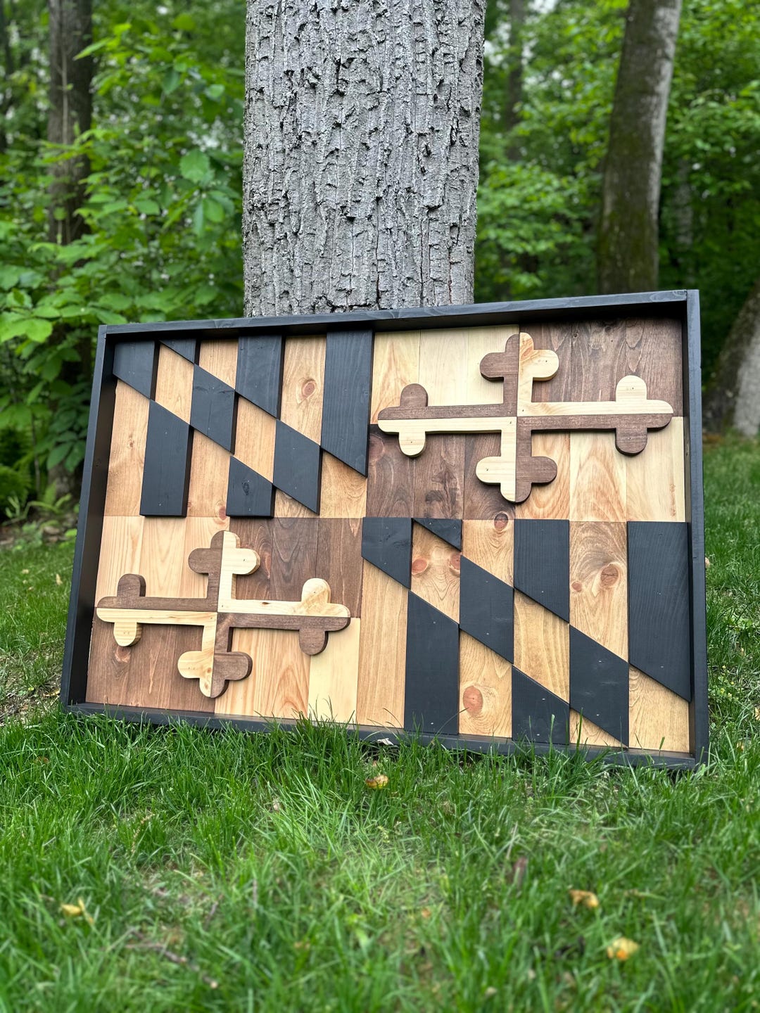 3D Natural Wood Color Maryland Flag - Wall Art - Wooden Maryland Flag ...