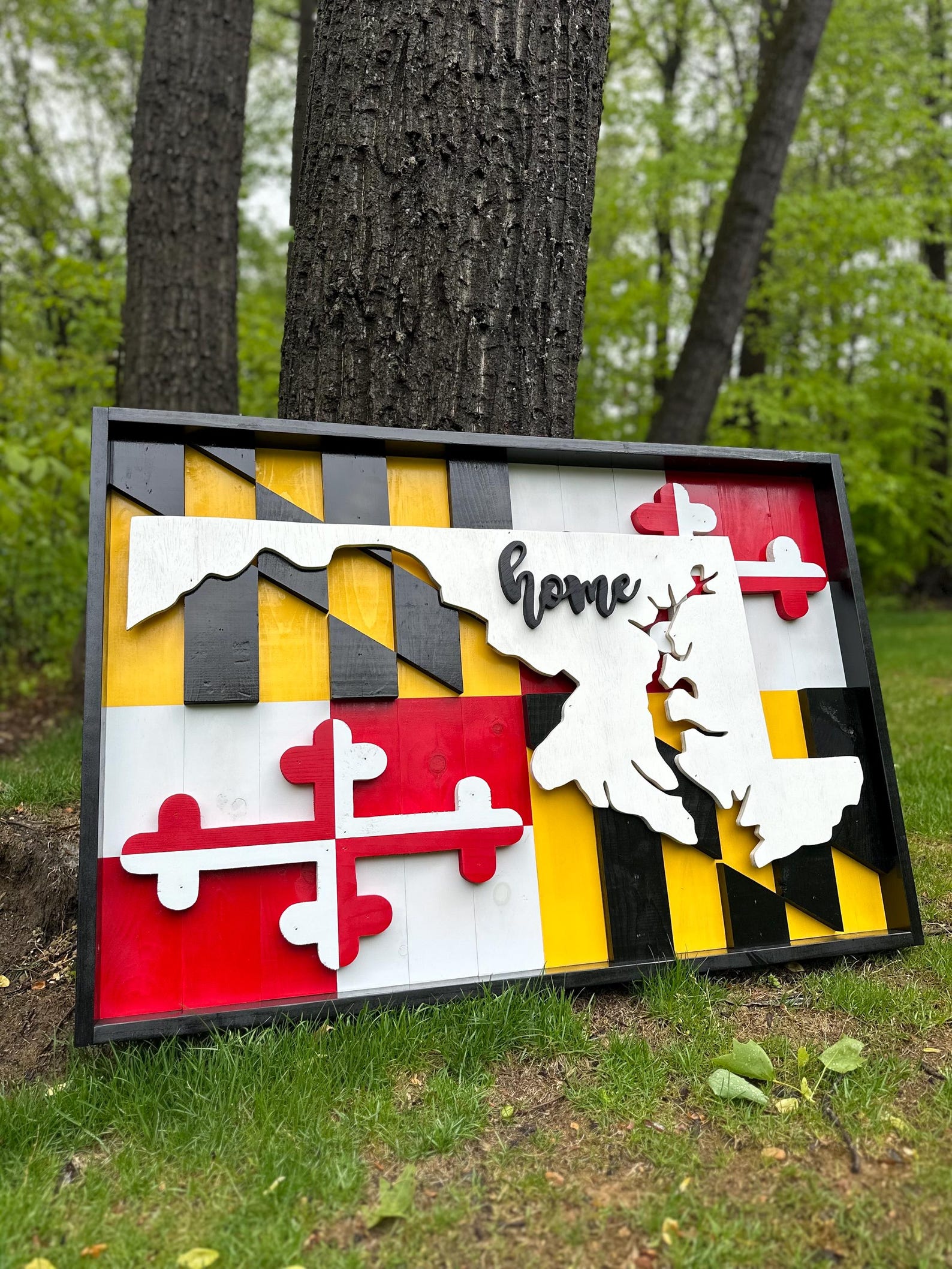 3D Traditional Maryland Flag With State of Maryland & Home Cutout ...