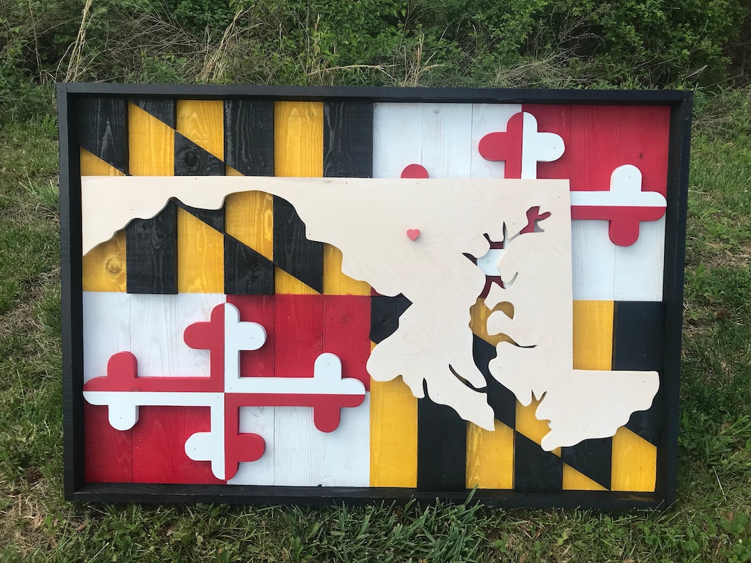 3D Maryland Flag With State of MD Cutout - 4 Sizes - Wall Art - Wedding ...