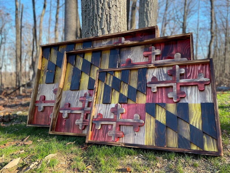 3D Charred & Stained Maryland Flag - Wall Art - Wooden Maryland Flag ...