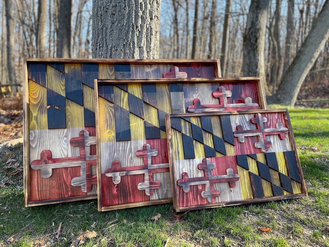 3D Charred & Stained Maryland Flag - Wall Art - Wooden Maryland Flag ...
