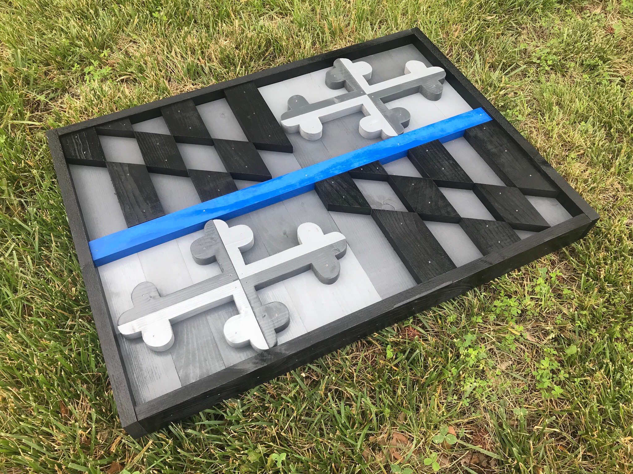 3D Gray Scale Thin Blue Line Maryland Flag Wall Art Wooden Maryland ...