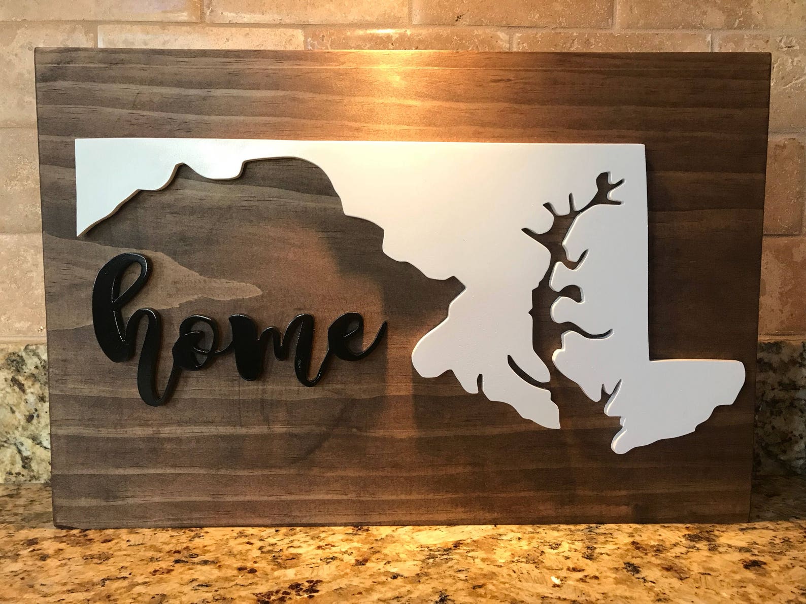 State of Maryland Outline With Script "home" Signs - Baltimore - Wood ...