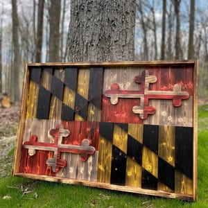 3D Charred & Stained Maryland Flag - Wall Art - Wooden Maryland Flag ...