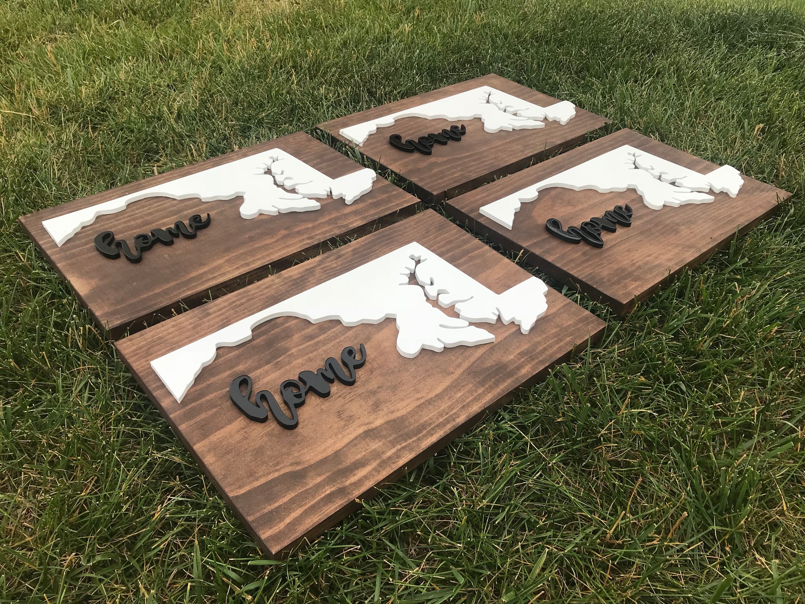 State of Maryland Outline With Script "home" Signs - Baltimore - Wood ...