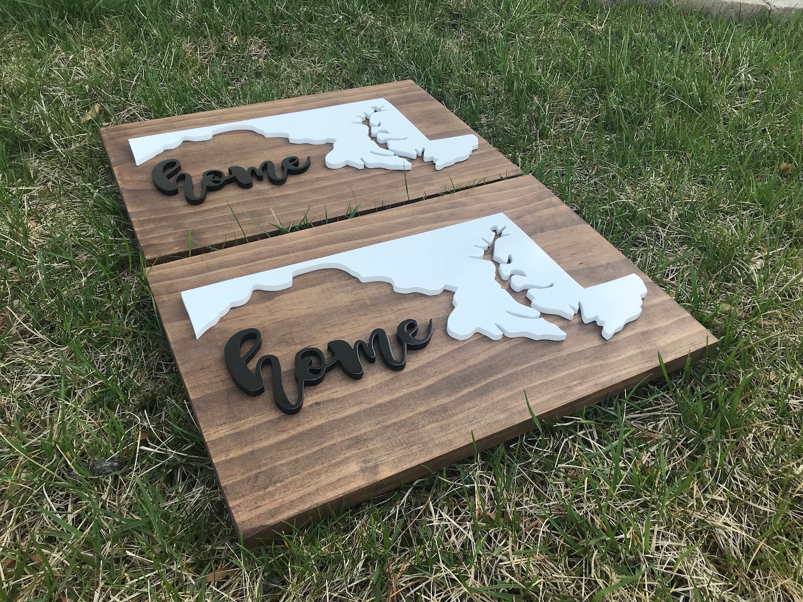 State of Maryland Outline With Script "home" Signs - Baltimore - Wood ...