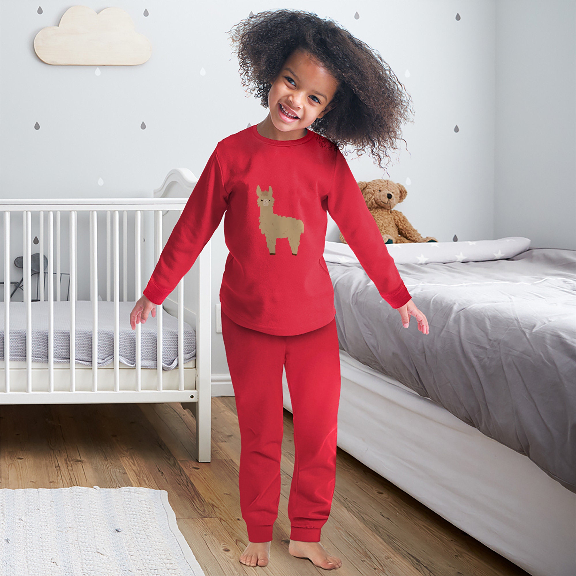 Kids Pajama Matching Set Image of A Llama Funny Humor Woodland Unisex ...