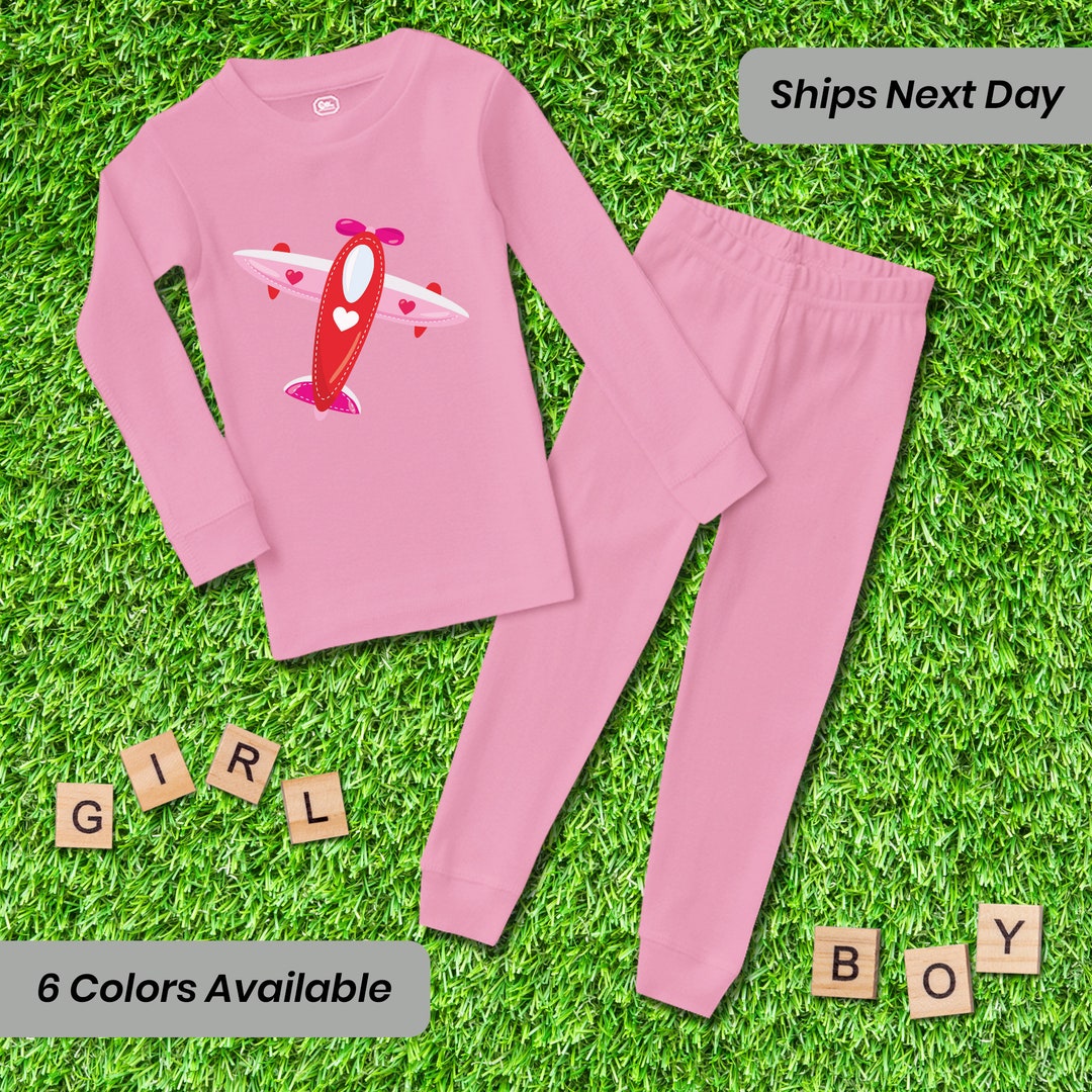 Kids Pajama Matching Set Valentine Transport Airplane Pilot Airplane ...