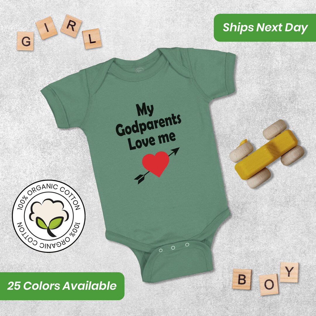 Baby Bodysuit Funny Baby Shower Favors My Godparents Love Me A ...