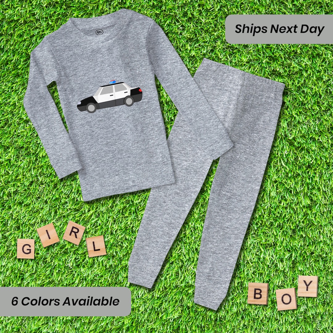 Kids Pajama Matching Set Police Car Auto Car Auto Transportation Cars ...