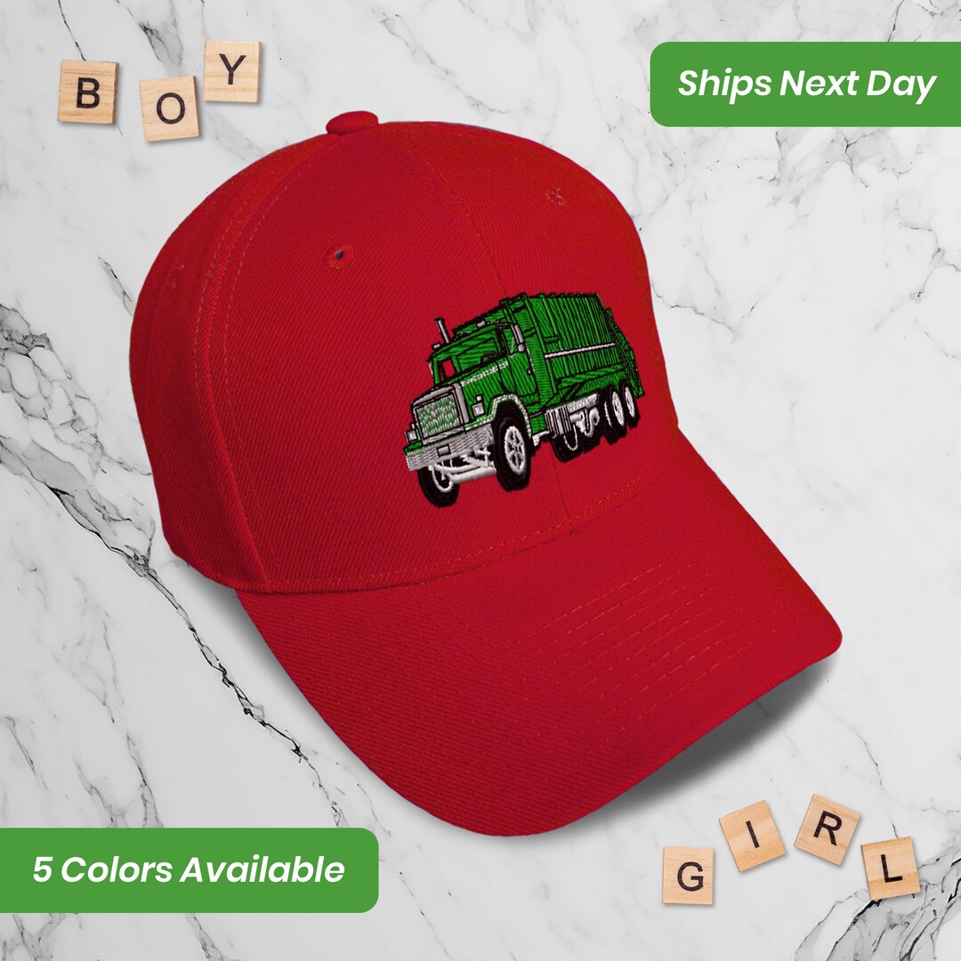 Kids Toddler Baseball Cap Garbage Truck Green Embroidery Acrylique Boys ...