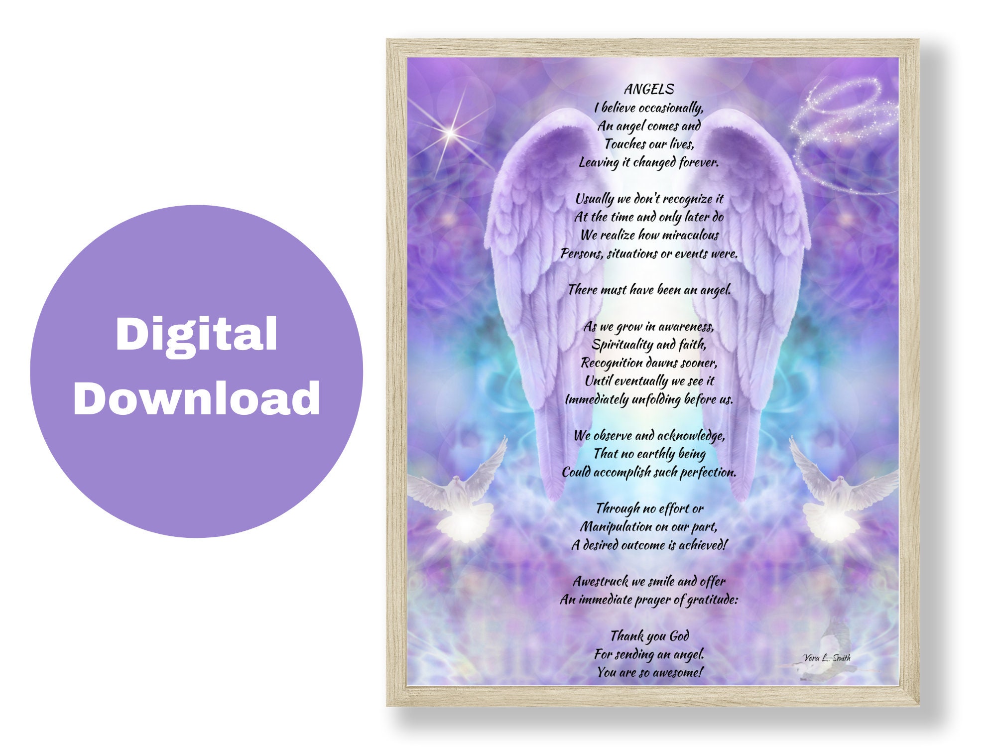 Angels Poetry Printable Wall Art, Inspirational Poem Home Decor, Angels ...