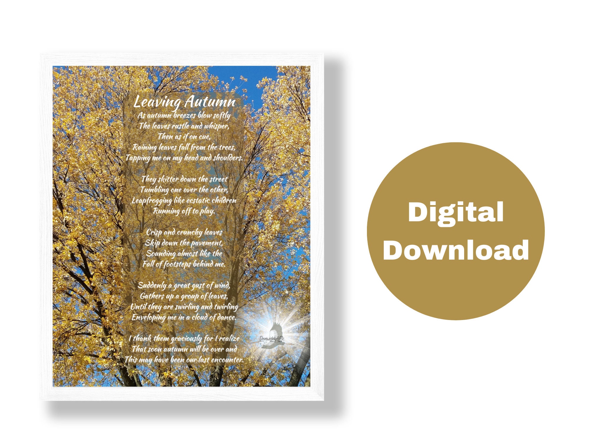 Leaving Autumn Poetry Printable Wall Art, Autumn Poem Home Decor ...