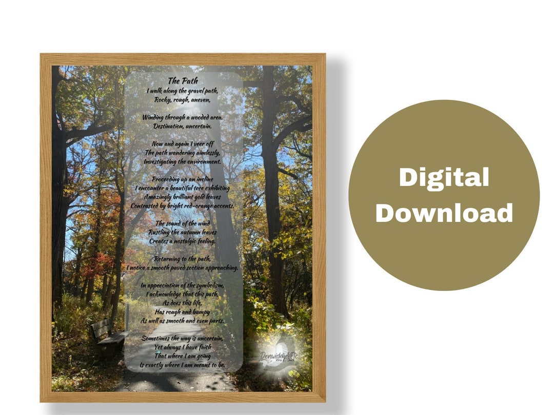 The Path Poetry Printable Wall Art, Autumn Poem Home Decor, Nature Poem ...