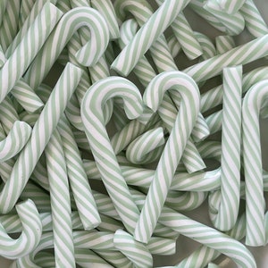 Large Mint Green Fake Peppermint Candy Canes | Polymer Clay Peppermints ...