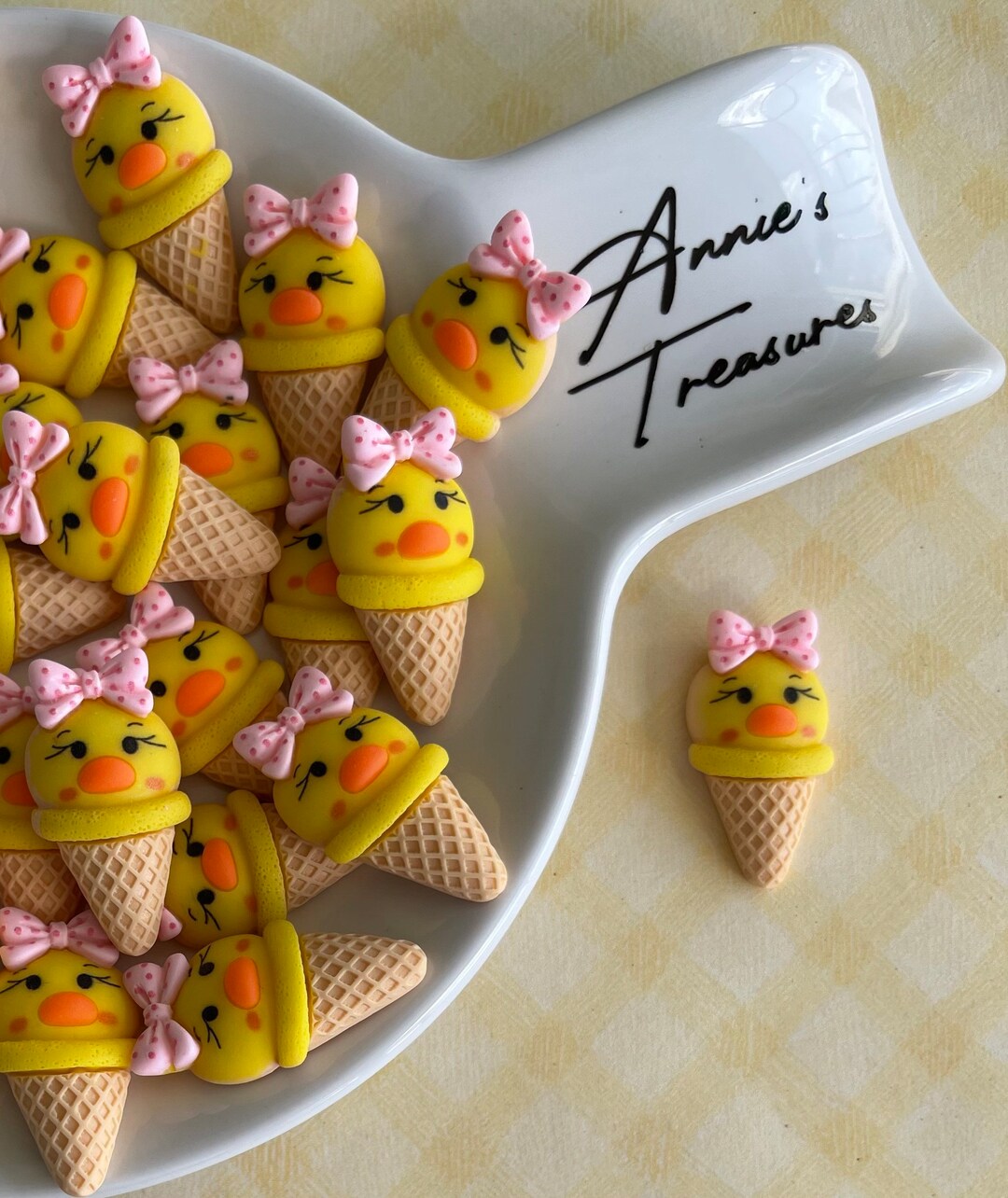 Chick Cone Cabochon Cabochons for Crafting fake Bake Supplies Easter ...