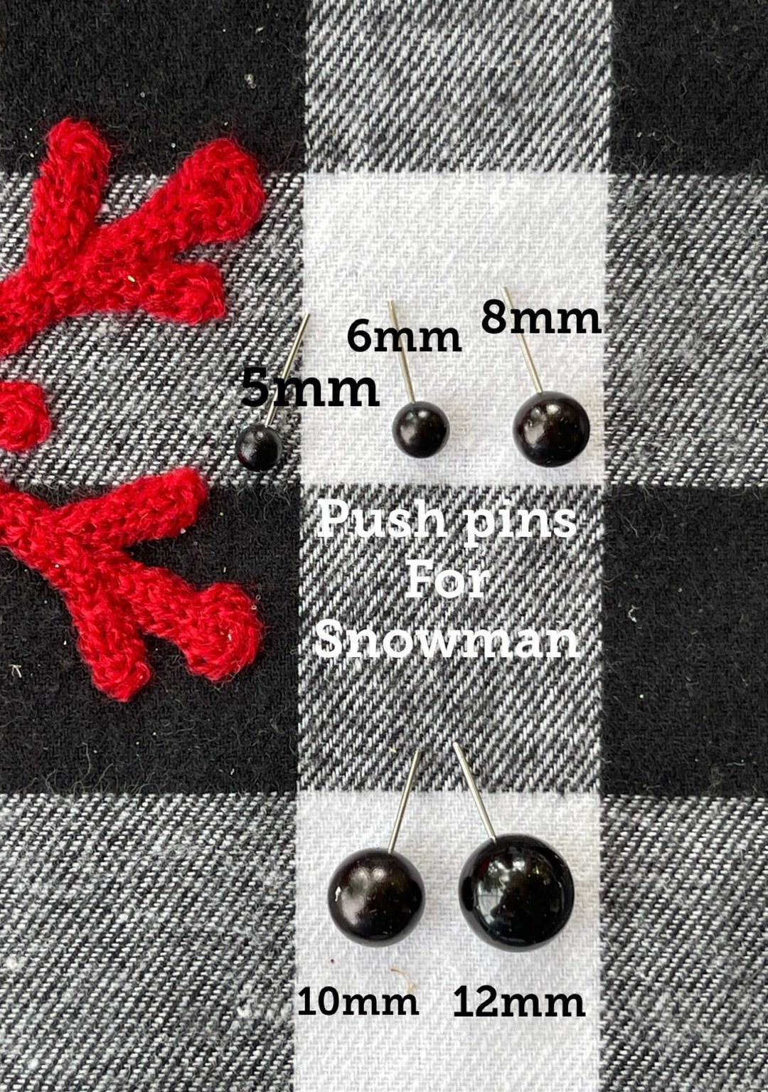 Push Pins for Snowman | Black Pins - Etsy