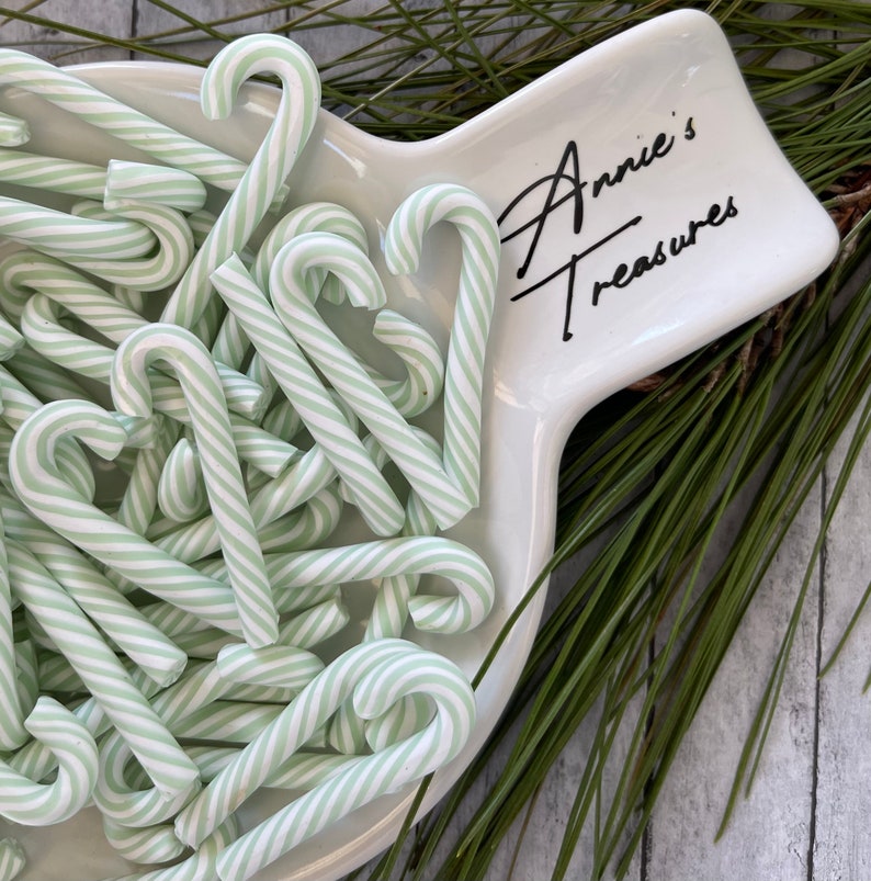 Large Mint Green Fake Peppermint Candy Canes Polymer Clay - Etsy