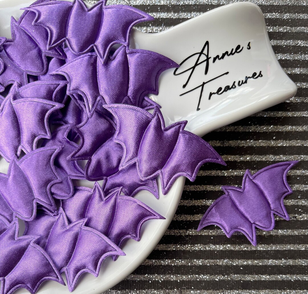 Fabric Purple Bats | Halloween Bat Embellishments | Satin Fabric Purple ...