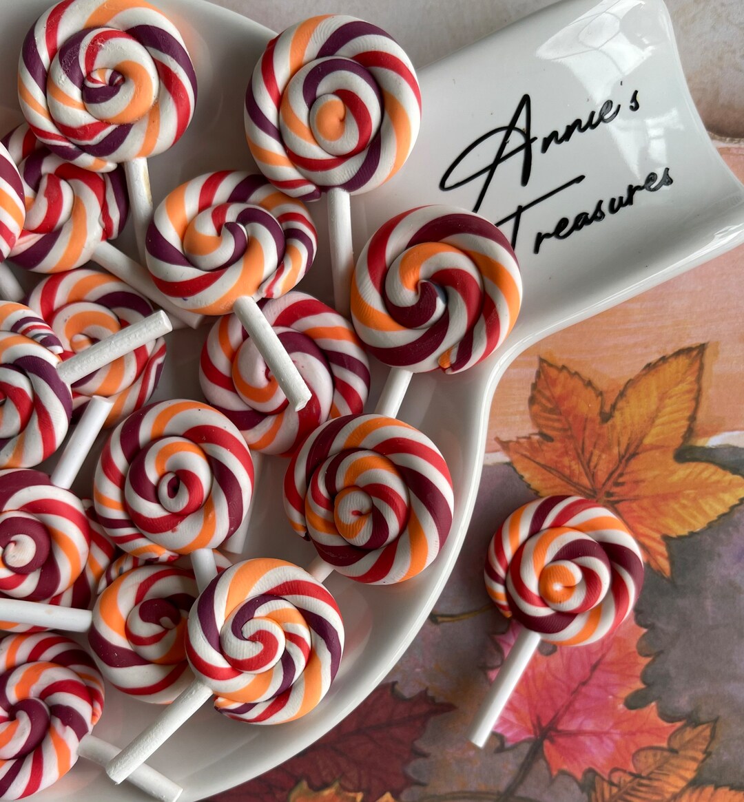 Fall Fake Swirl Mini Lollipops | Fake Polymer Clay Lollipops | Fall ...