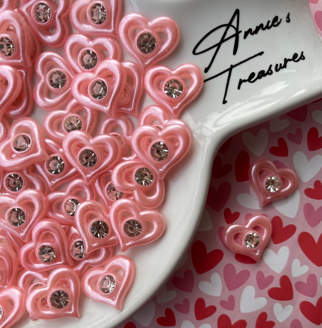 Pink Diamond Heart Cabochon | Valentine’s Heart Cabochons - Etsy