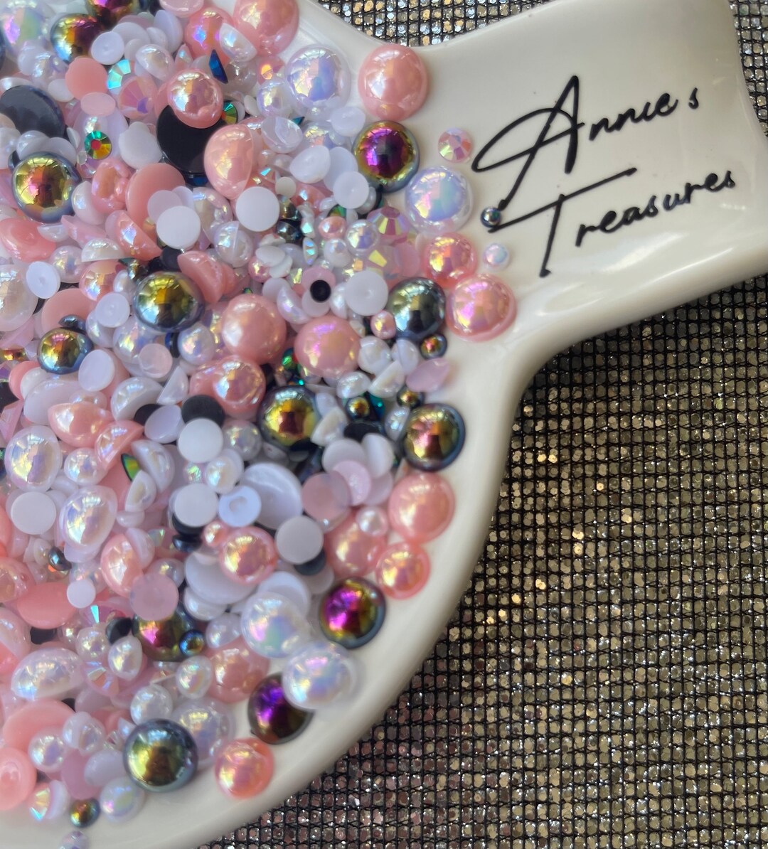 Pink Glam Sparkle Beads Sparkle Pearl Half Beads - Etsy