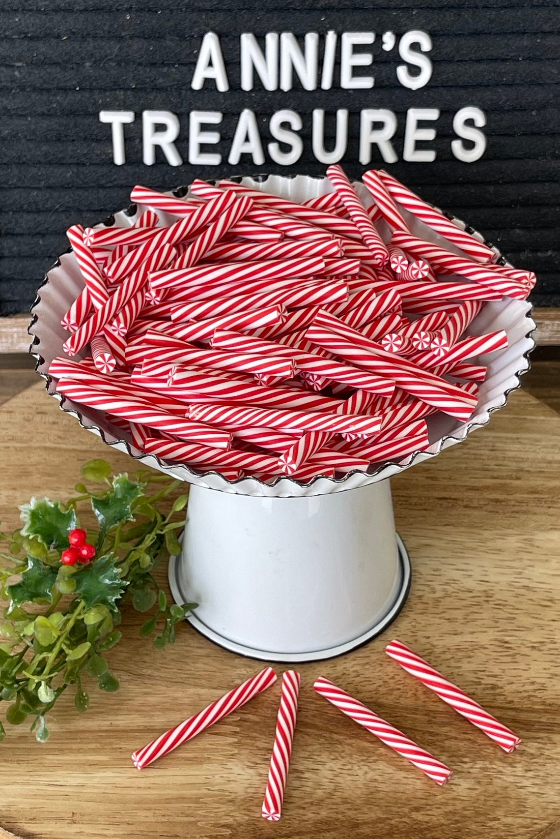 Fake Red Peppermint Candy Sticks Polymer Clay Peppermints - Etsy