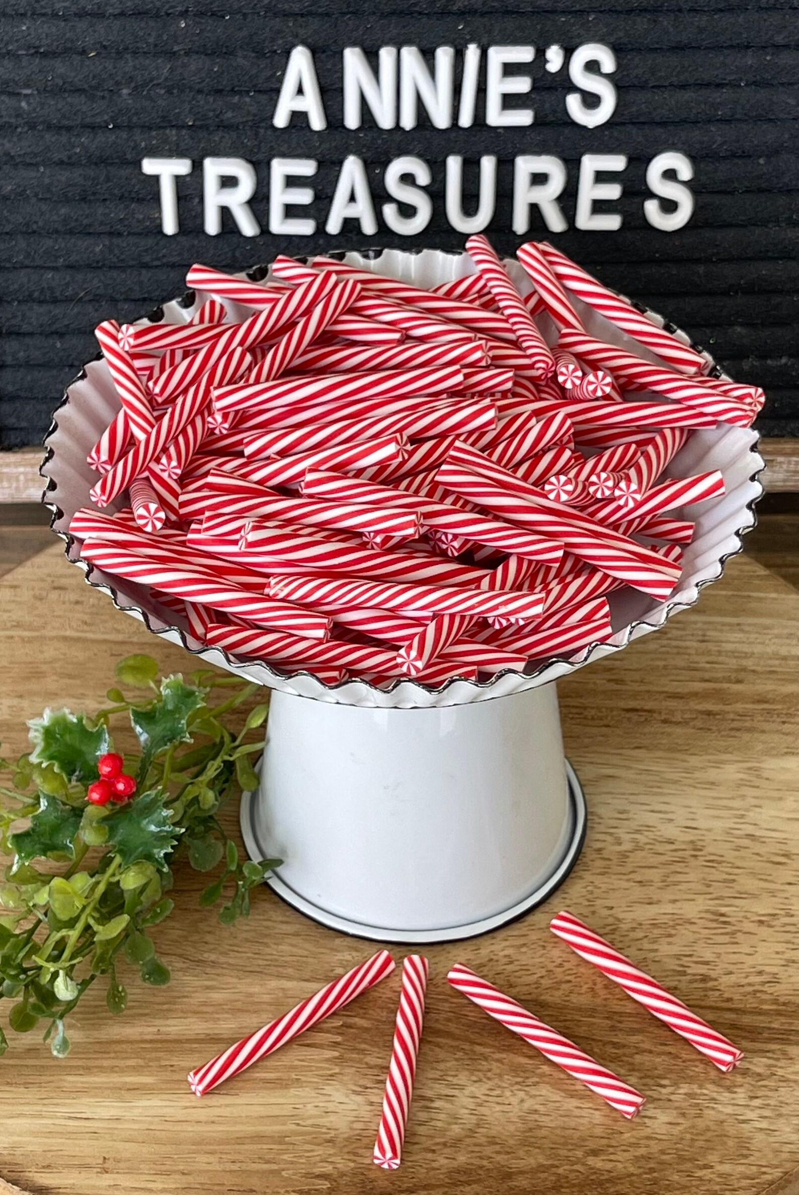 Fake Red Peppermint Candy Sticks Polymer Clay Peppermints - Etsy