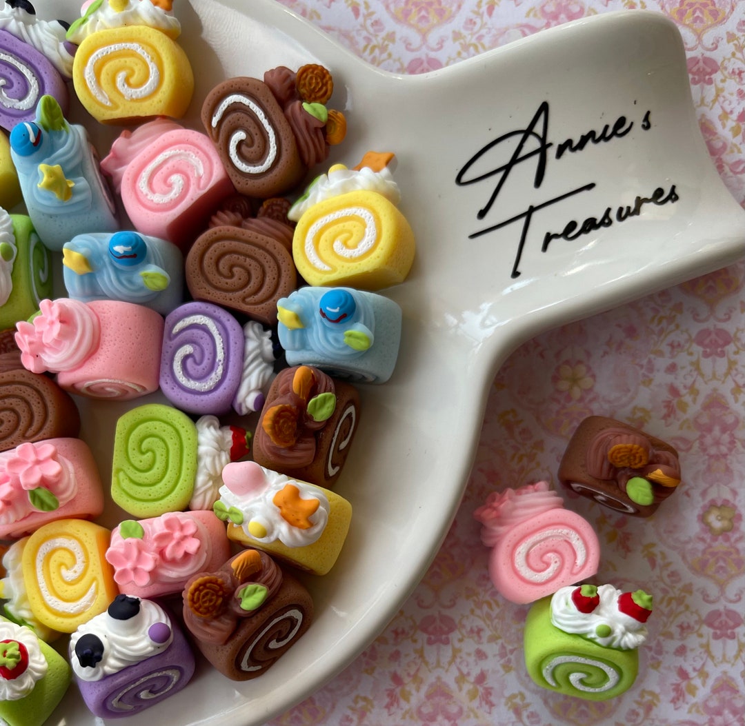Fake Mini Cakes | Fake Mini Jelly Roll Cakes | Cake Cabochons | Mini ...