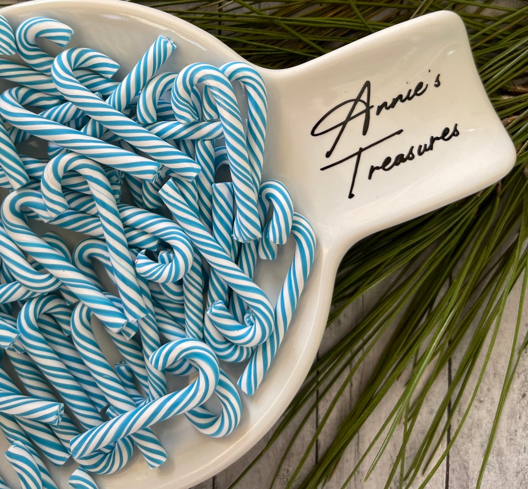 Large Blue Fake Peppermint Candy Canes | Polymer Clay Peppermints - Etsy