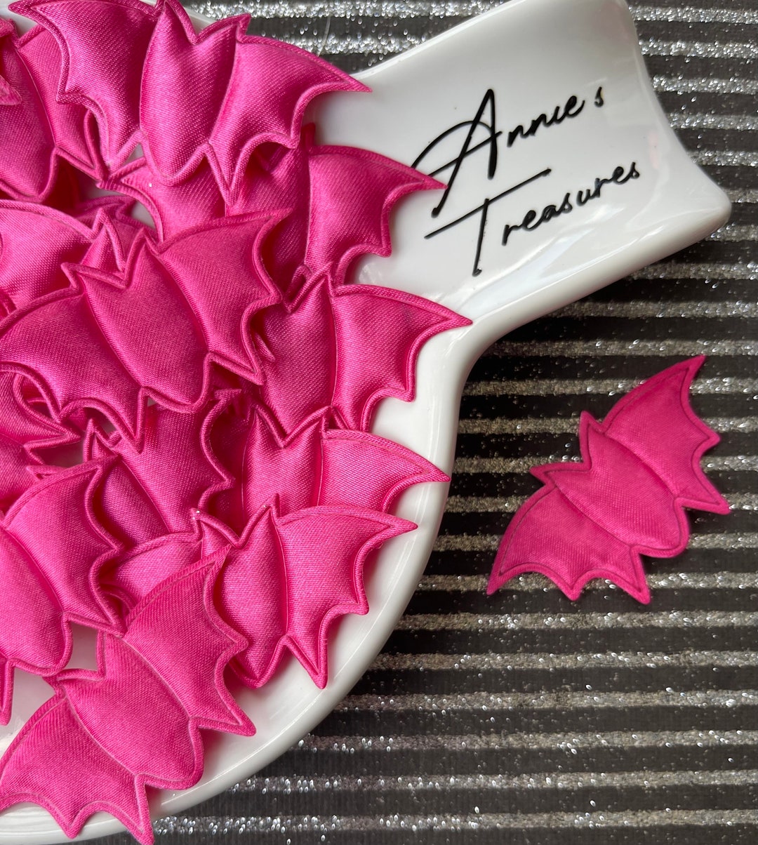 Fabric Pink Bats | Halloween Bat Embellishments |satin Fabric Pink Bats ...