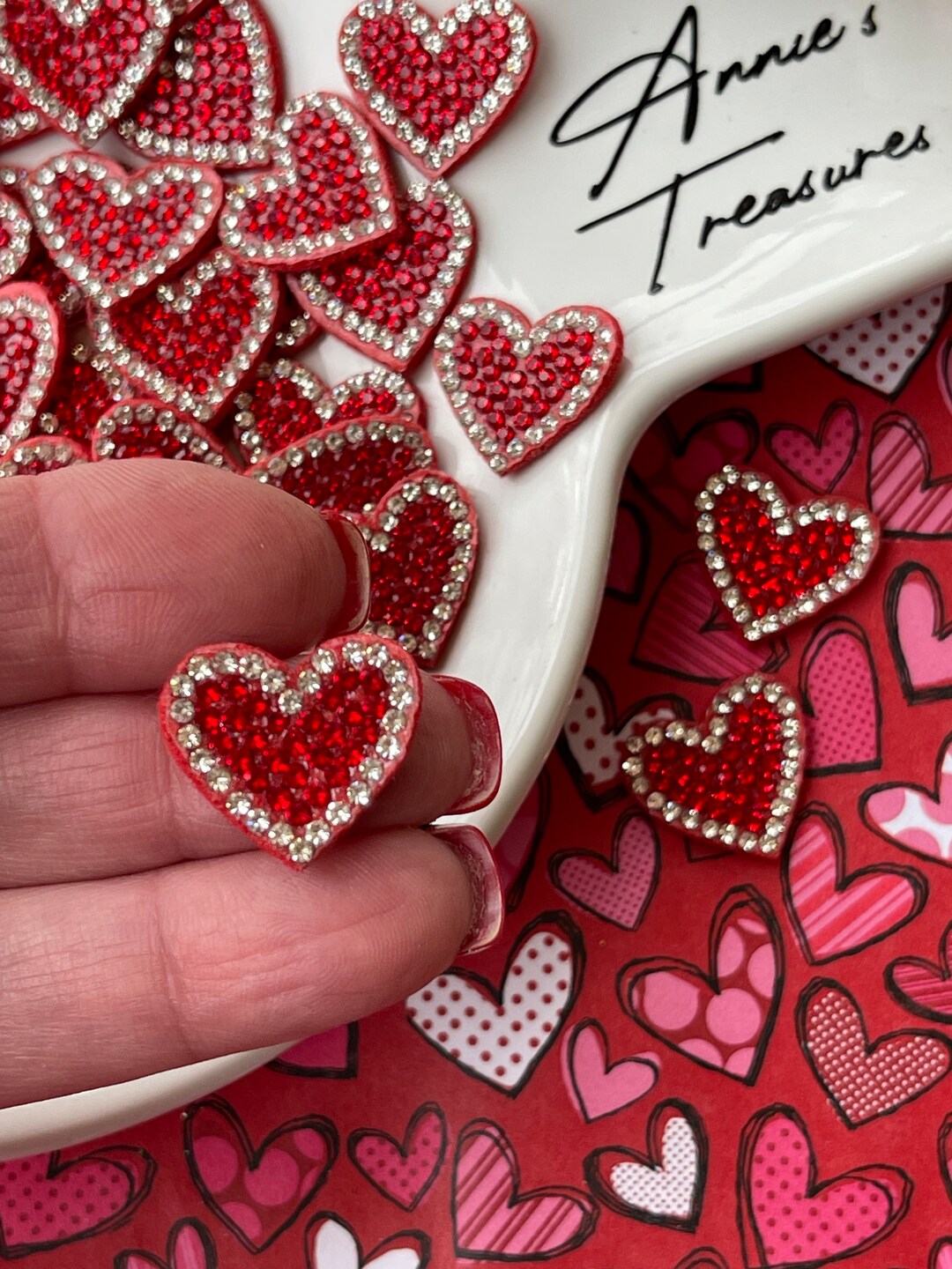 Red Diamond Heart Cabochon | Valentine’s Heart Cabochons - Etsy