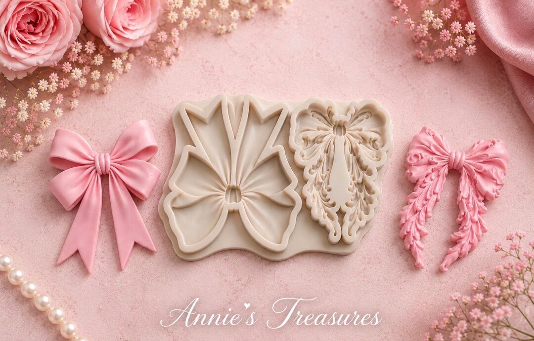 2 Cavity Bow Silicone Mold | Bow Resin Mold | Clay Mold | Fondant Mold ...