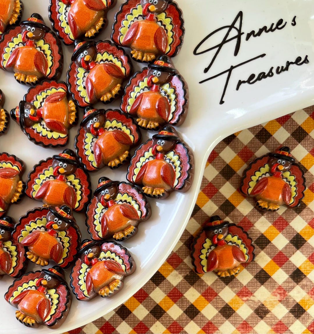 Turkey Cabochon | Thanksgiving Crafting | Flat Back Turkey Cabochon ...