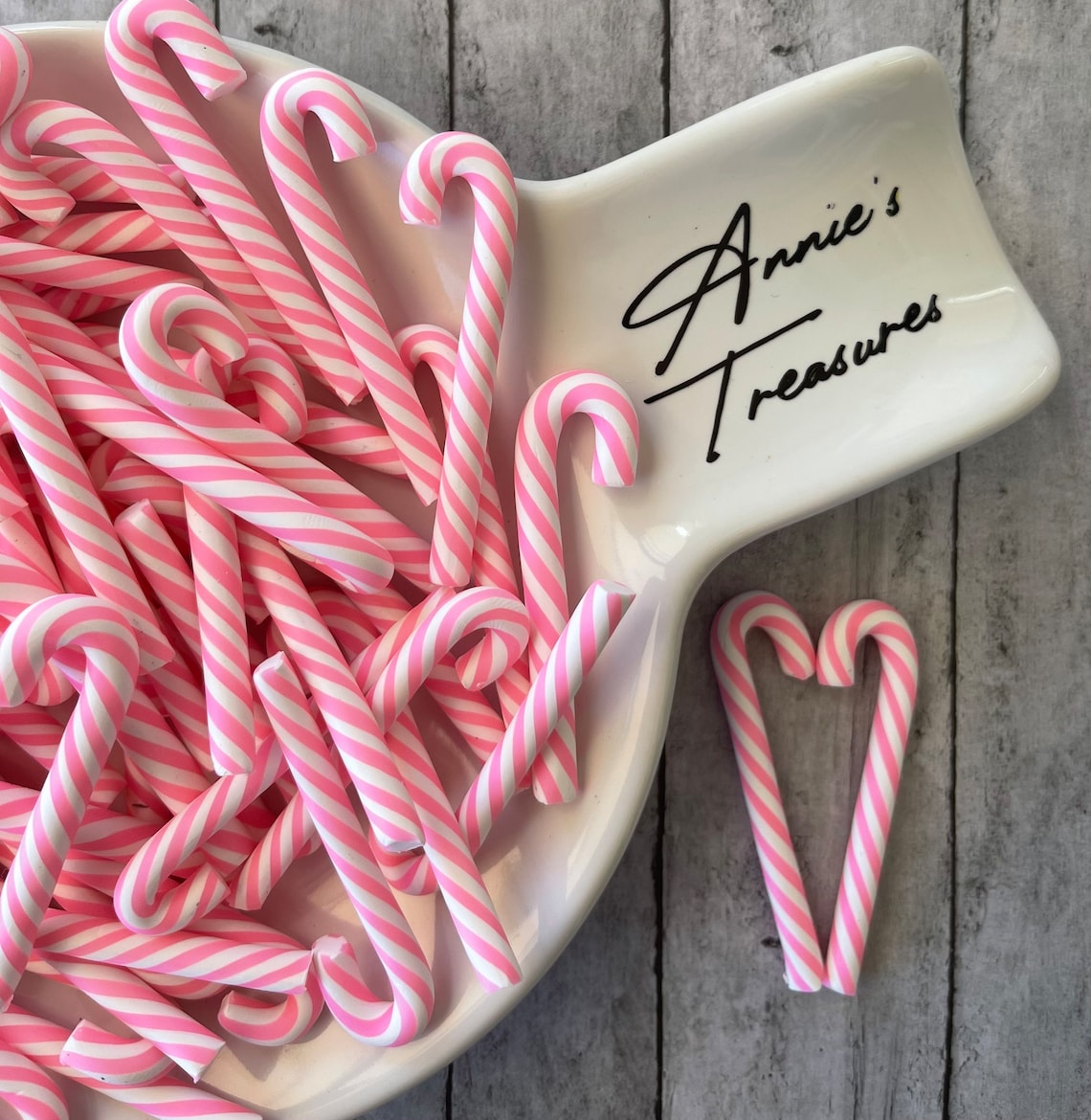 Large Pink Fake Peppermint Candy Canes Polymer Clay - Etsy
