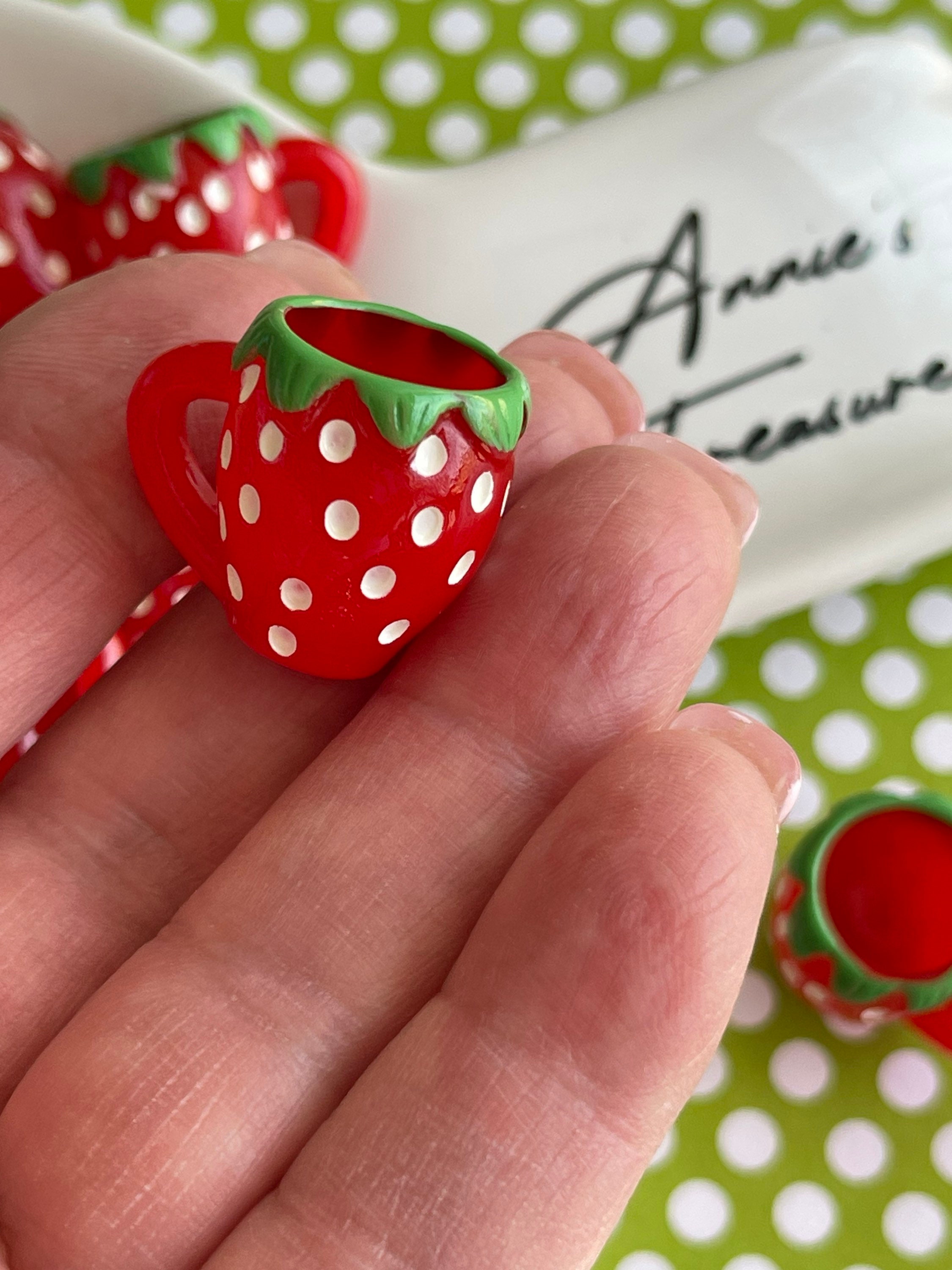 Mini Strawberry Cups | Strawberry Decor | Dollhouse Strawberry Mug - Etsy