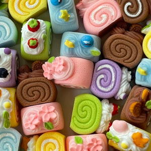 Fake Mini Cakes | Fake Mini Jelly Roll Cakes | Cake Cabochons | Mini ...