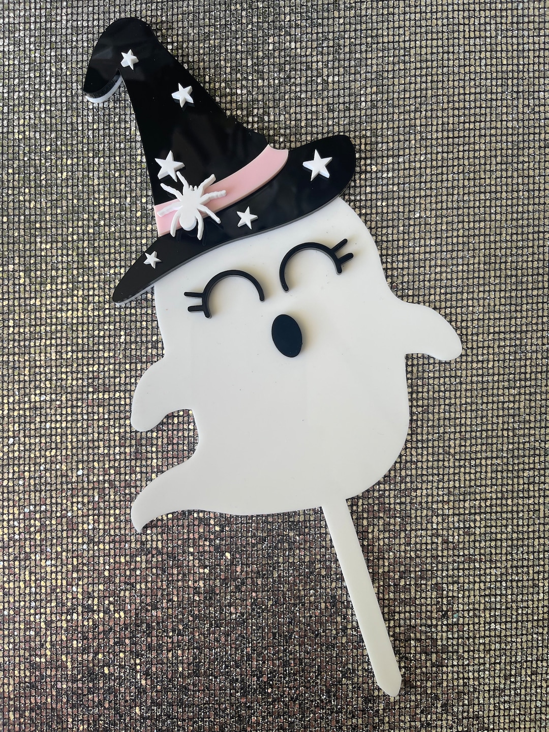 Pink Glam 10” Ghost Cake Topper | Acrylic Witch Ghost Cake Topper ...