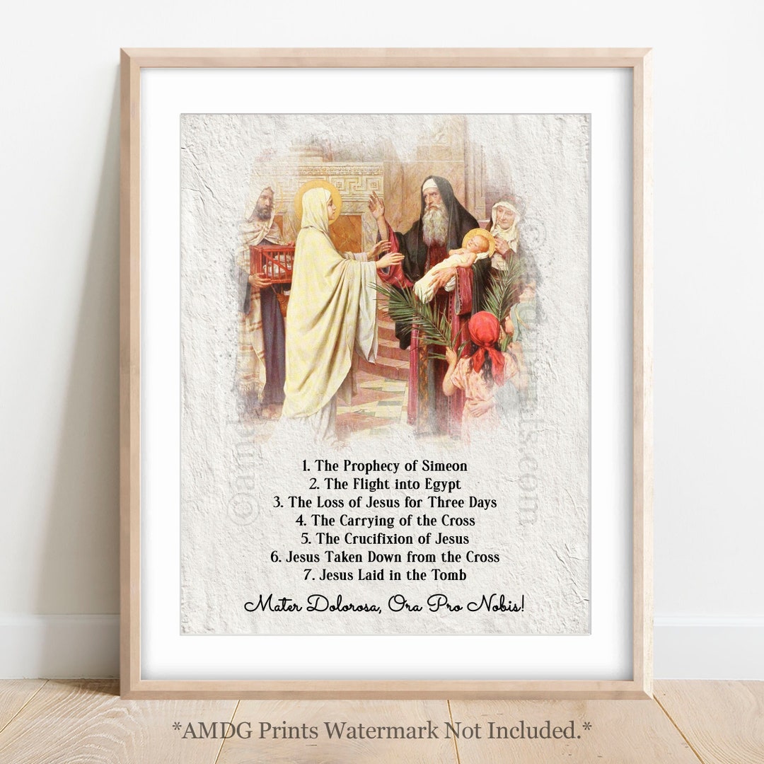8 X 10 Mater Dolorosa; Our Lady of Sorrows; Seven Sorrows of Mary ...