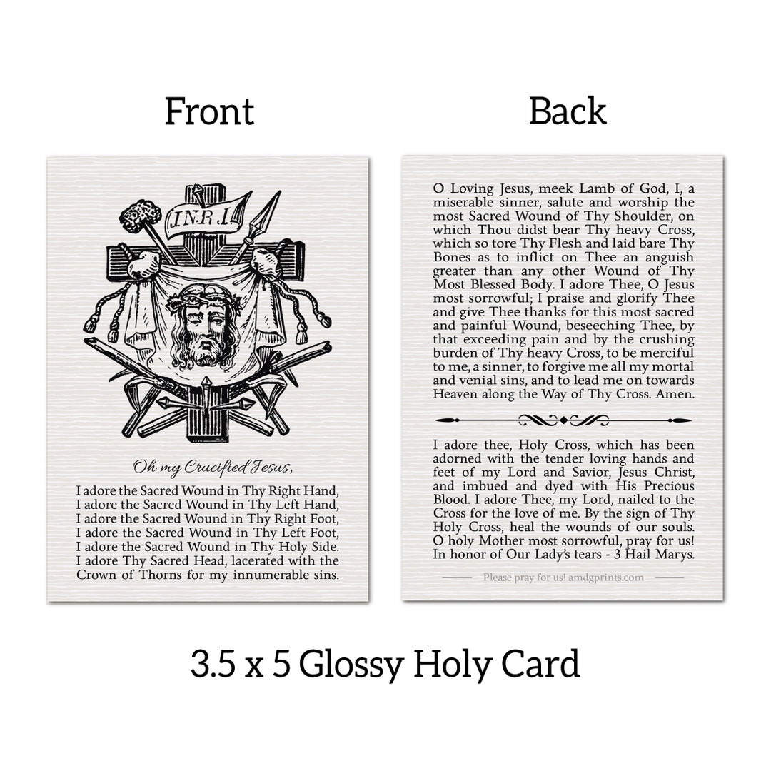 Holy Cards Qty 10-200 Lenten Holy Card Sacred Wounds, Crown of Thorns ...