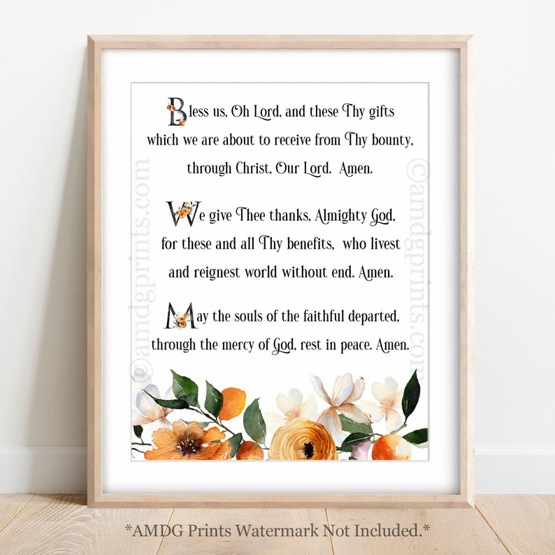 8x10 Grace Before and After Meals; Thanksgiving; Catholic Print - Etsy