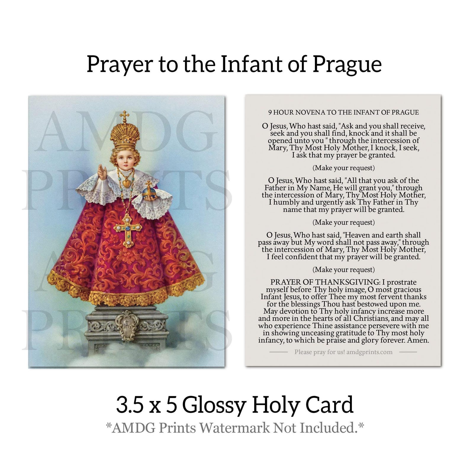 Holy Cards Qty 10-200+ Infant Jesus of Prague; 9 Hour Novena Prayer - Etsy
