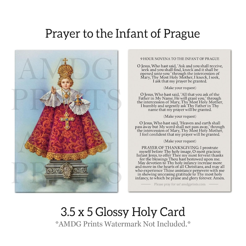 Holy Cards Qty 10-200+ Infant Jesus of Prague; 9 Hour Novena Prayer - Etsy