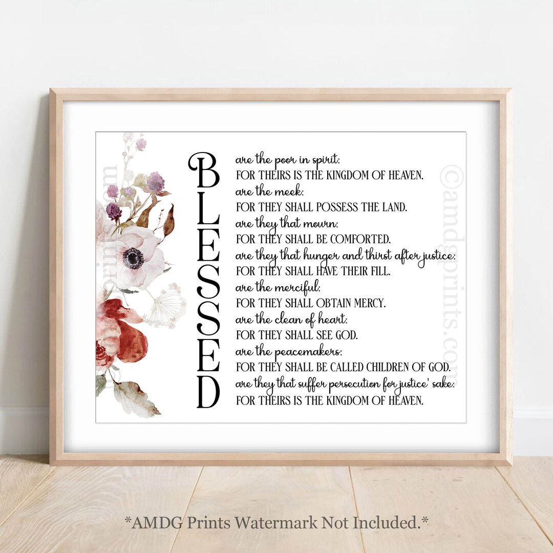 The Beatitudes; Douay Rheims Bible; Bible Verses; Catholic Prints; - Etsy