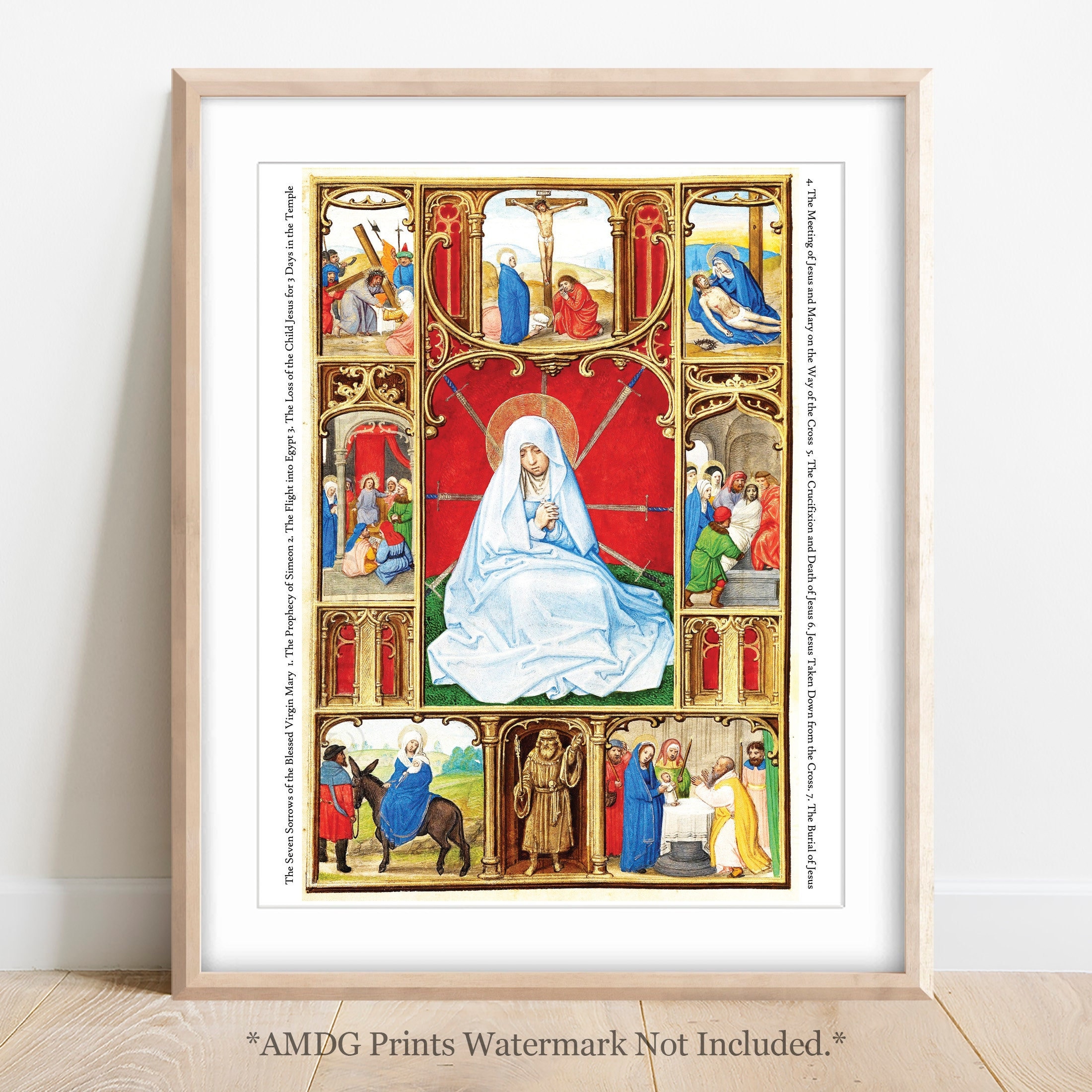 The Seven Sorrows of Mary; Catholic Wall Print - Etsy
